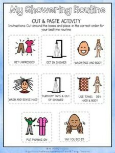 My Showering Routine Activity Worksheet | Visual Supports for Bedtime ...