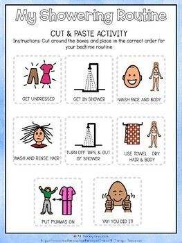 My Showering Routine Activity Worksheet | Visual Supports for Bedtime ...