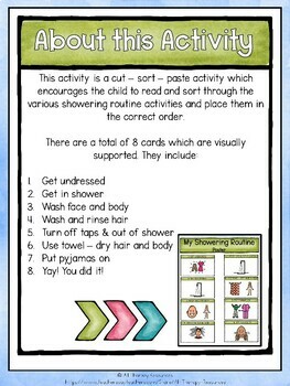 My Showering Routine Activity Worksheet | Visual Supports for Bedtime ...