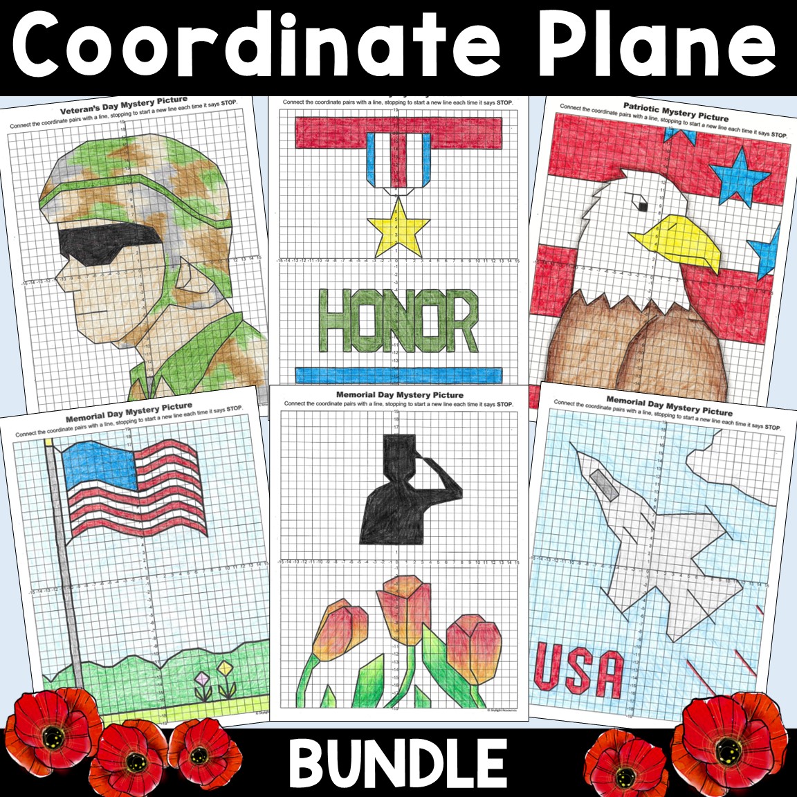 Veteran's Day, Memorial Day and Patriotic Coordinate Plane Graphing ...