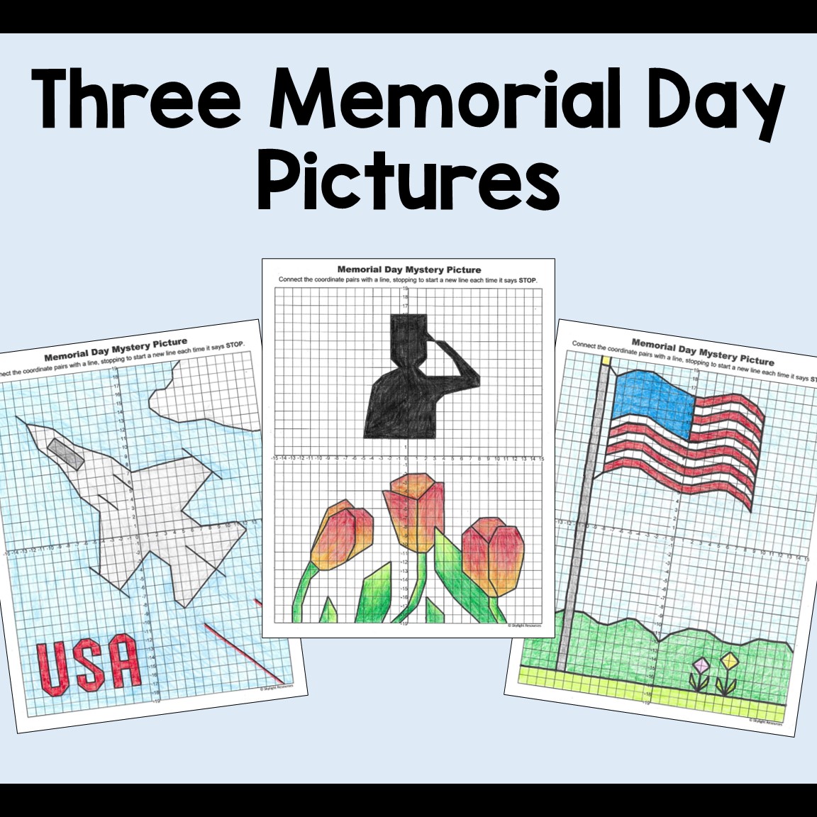 Veteran's Day, Memorial Day and Patriotic Coordinate Plane Graphing ...