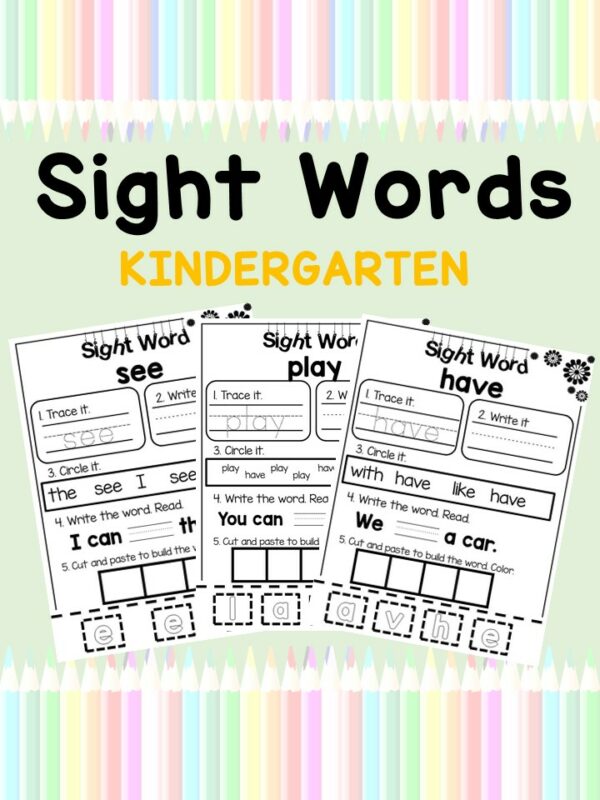 53 Sight Words Worksheets Pack Kindergarten Curriculum Journeys - Made ...
