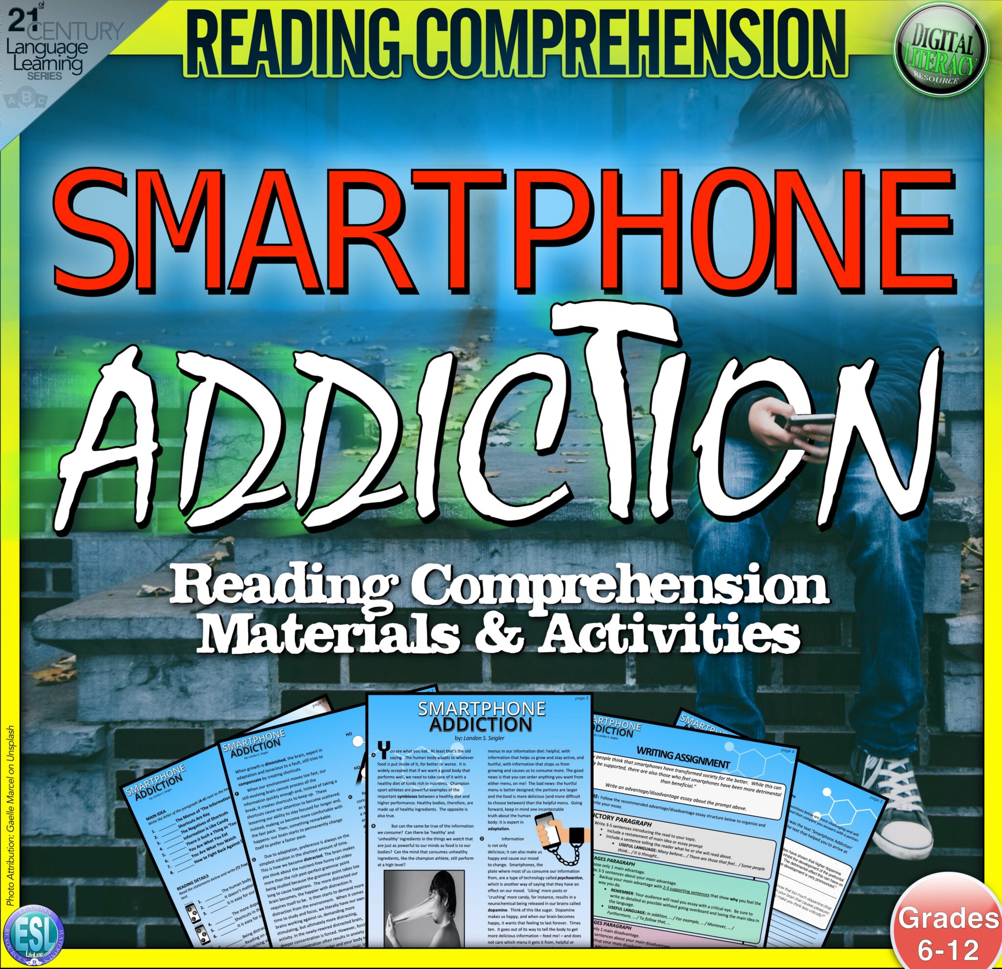 Smartphone Addiction Close Reading Comprehension Passage for Distance ...