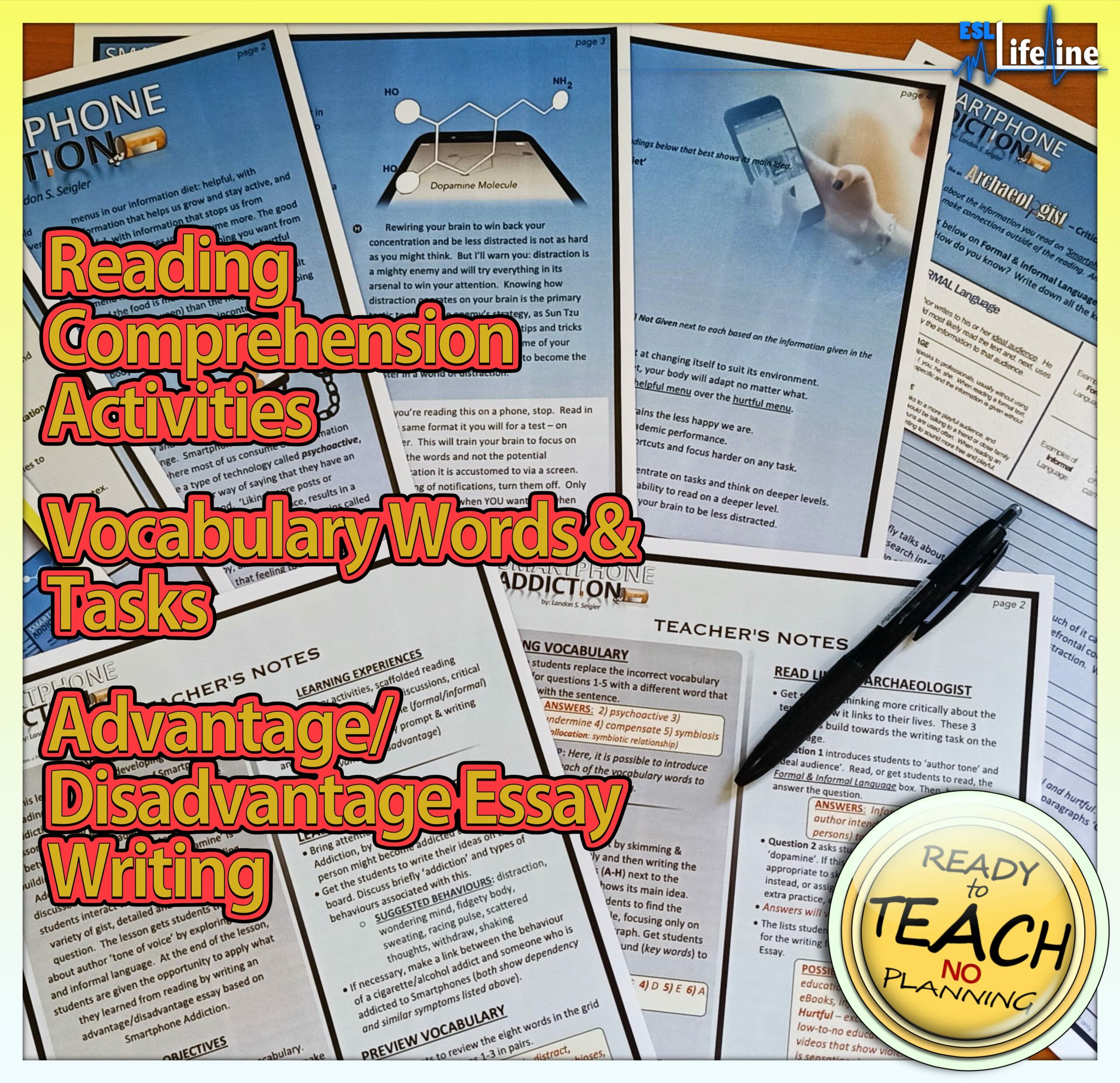 Smartphone Addiction Close Reading Comprehension Passage for Distance ...