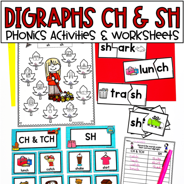 Digraphs - Phonics Centers - Worksheets - Puzzles - SH CH | Made By ...