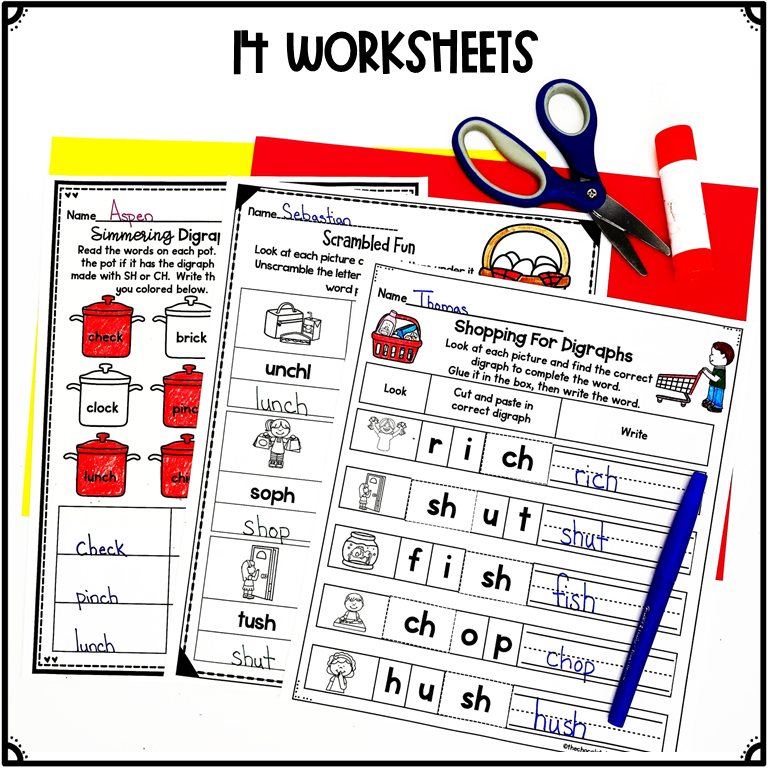 Digraphs - Phonics Centers - Worksheets - Puzzles - SH CH | Made By ...
