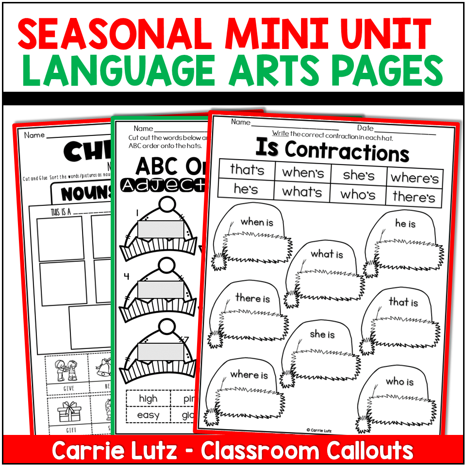 December Math and Literacy | First Grade Christmas Worksheets | Made By ...