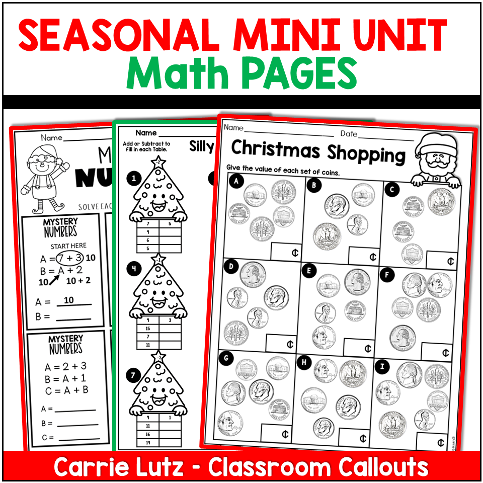 December Math and Literacy | First Grade Christmas Worksheets | Made By ...