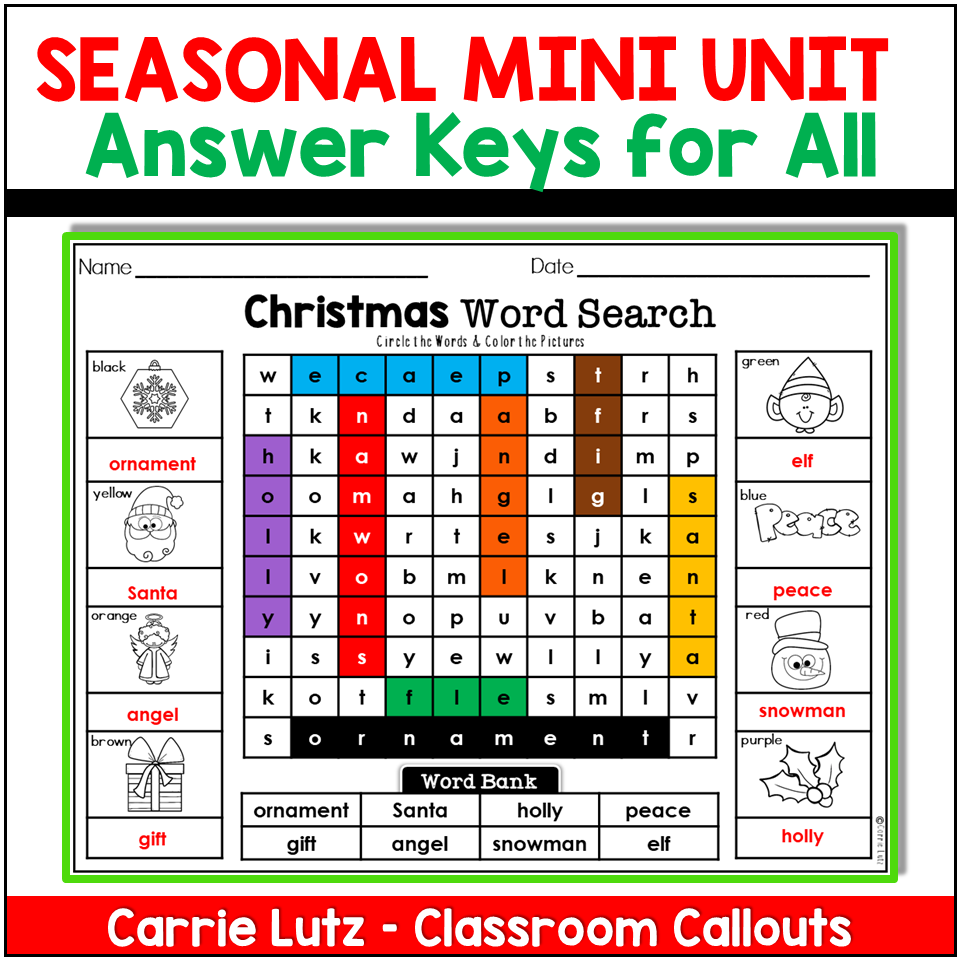 December Math and Literacy | First Grade Christmas Worksheets | Made By ...