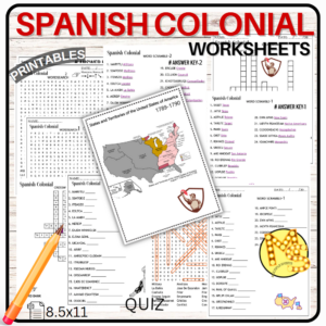 Spanish Colonial Unit Worksheets Crossword - Word Scramble - Wordsearch ...