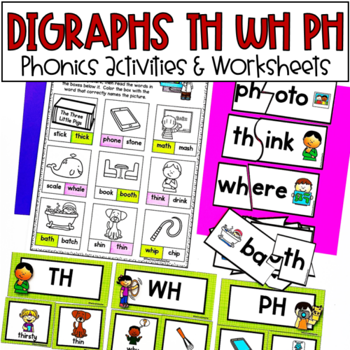 Digraphs - Phonics Centers - Worksheets - Puzzles - TH WH PH | Made By ...