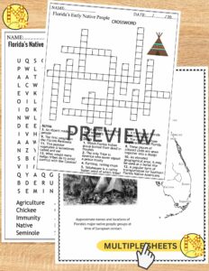 Florida's Native Americans Worksheets Crossword - Word Scramble ...