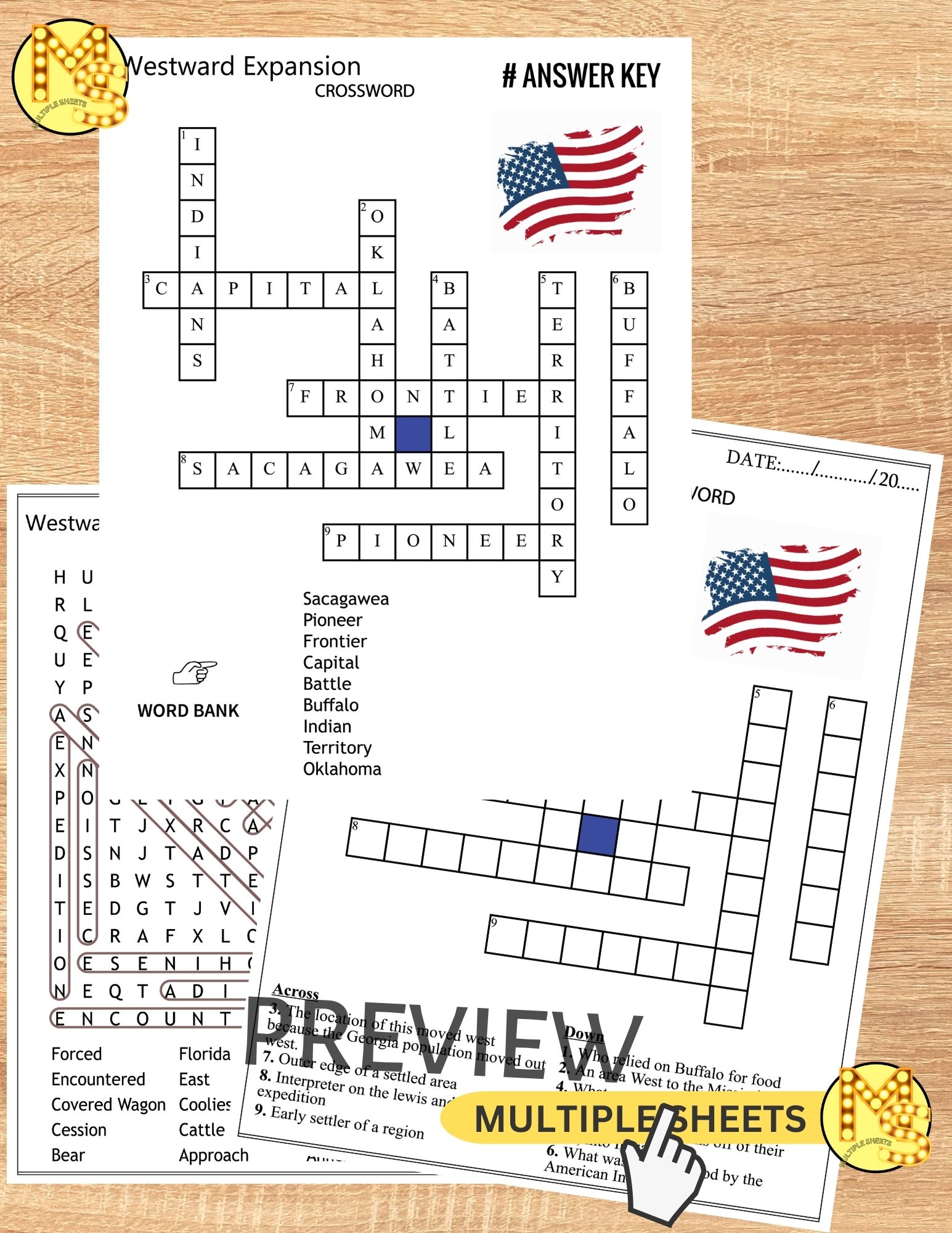 Westward Expansion Worksheets Crossword - Word Scramble - Word Search ...