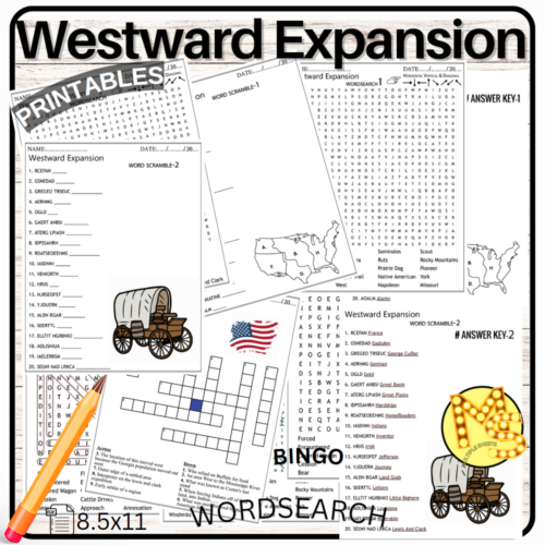 Westward Expansion Worksheets Crossword - Word Scramble - Word Search ...