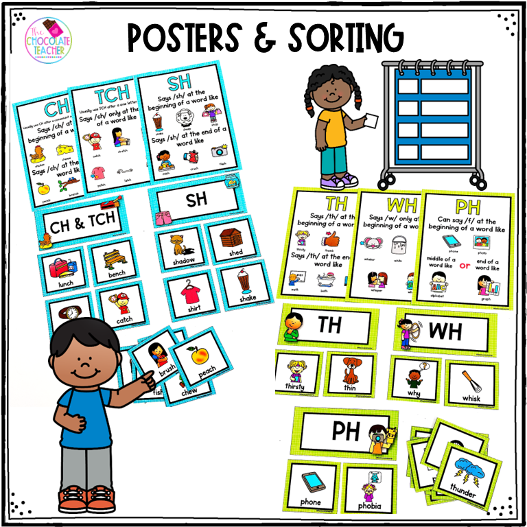 Digraphs - Phonics Worksheets - Centers- CH SH TH PH WH - BUNDLE | Made ...