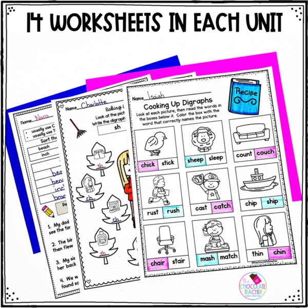Digraphs - Phonics Worksheets - Centers- CH SH TH PH WH - BUNDLE | Made ...