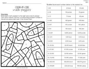 Color By Number Rounding to the nearest 10 and 100 Worksheet Activity ...