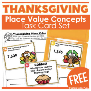 Thanksgiving Place Value Task Cards | Made By Teachers