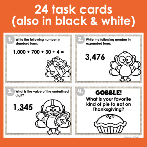 Thanksgiving Place Value Task Cards | Made By Teachers