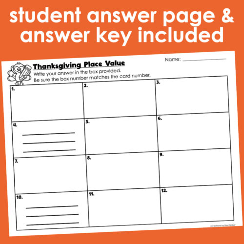 Thanksgiving Place Value Task Cards | Made By Teachers