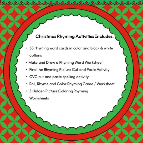 Christmas Rhyming Activities | Rhyming Words Game and Worksheets | Made ...