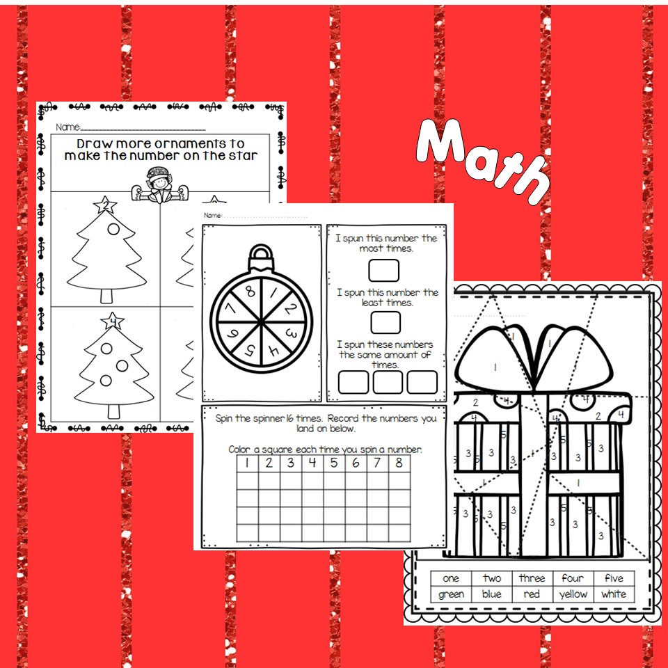 December Print and Go for Kindergarten | NO PREP Literacy and Math ...