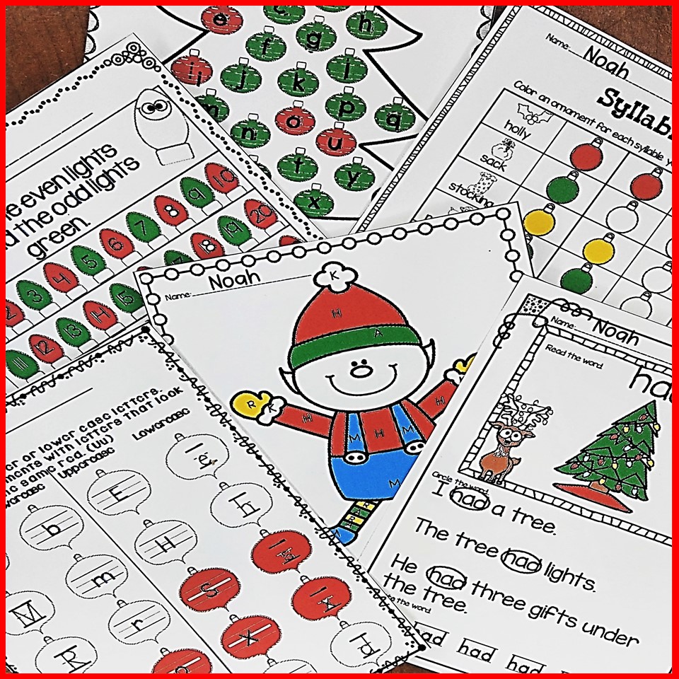 December Print and Go for Kindergarten | NO PREP Literacy and Math ...