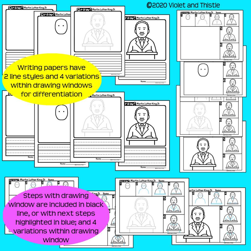 Directed Drawing Winter Martin Luther King Jr January New Year Learn ...