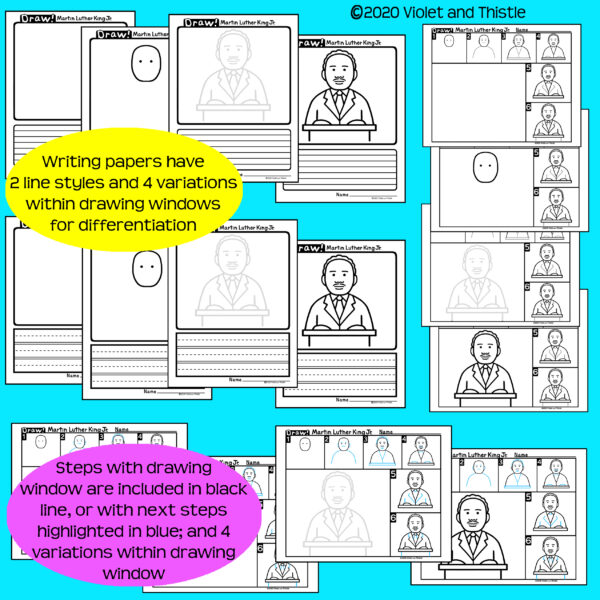 Directed Drawing Winter Martin Luther King Jr January New Year Learn ...