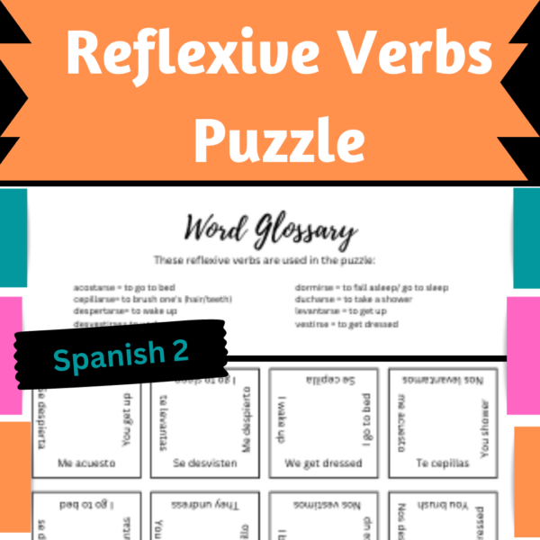 Spanish Reflexive Verbs Puzzle, Present Tense - Made By Teachers