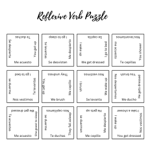Spanish Reflexive Verbs Puzzle, Present Tense - Made By Teachers