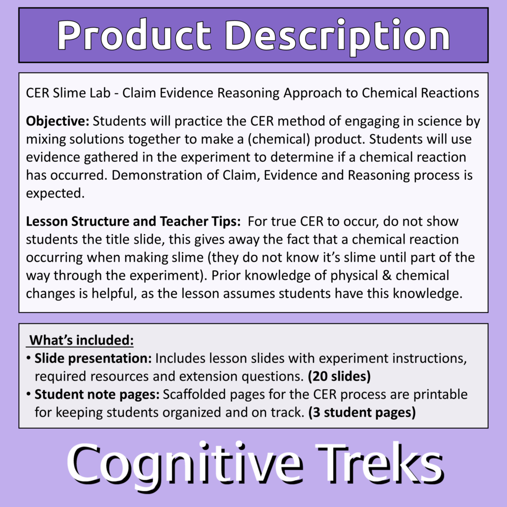 CER Slime Lab Chemistry Experiment - Physical & Chemical Changes | Made ...