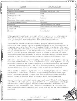 Nonfiction Reading Passages | Eating Bugs | Printable & Digital ...