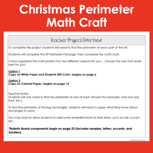 Christmas Math Craft Activity Perimeter Elf | Made By Teachers