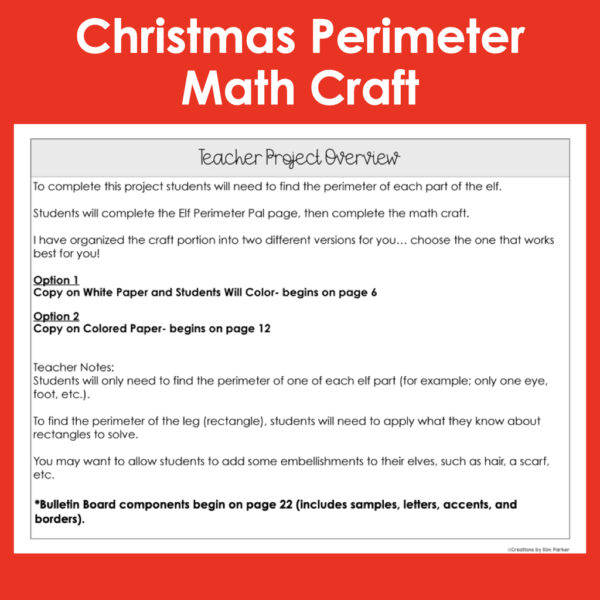 Christmas Math Craft Activity Perimeter Elf | Made By Teachers