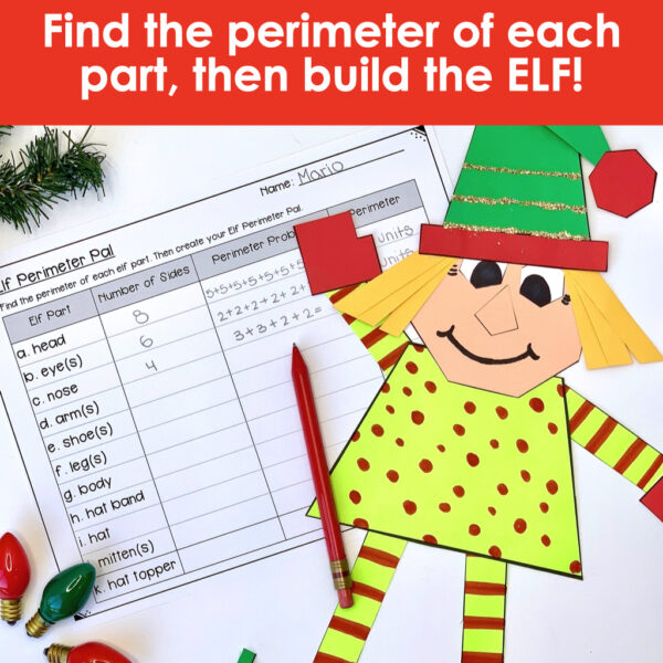 Christmas Math Craft Activity Perimeter Elf | Made By Teachers