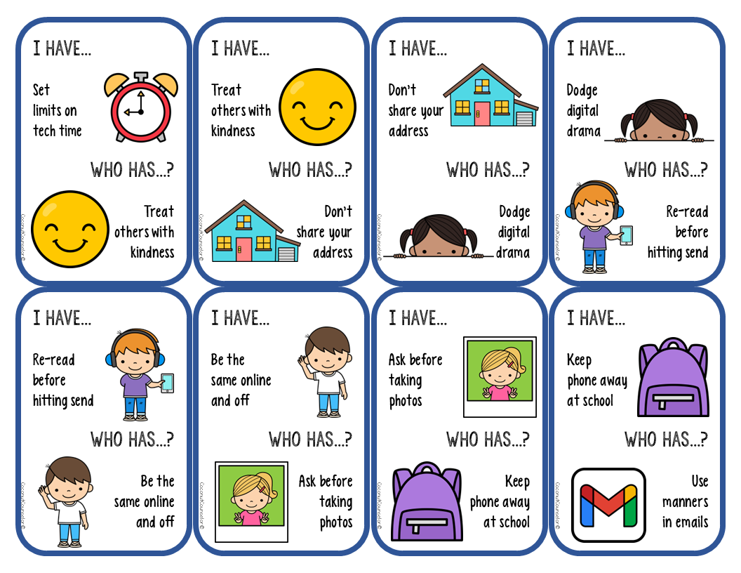 Digital Citizenship I Have, Who Has? Card Game | Made By Teachers