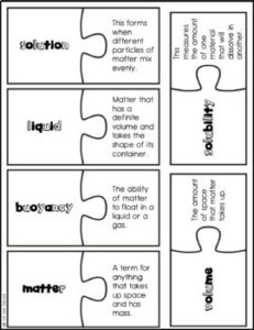 Properties of Matter Vocabulary Games Worksheets Activities | Made By ...