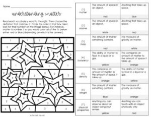 Properties of Matter Vocabulary Games Worksheets Activities - Made By ...
