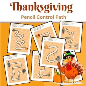 Thanksgiving Line Tracing Practice Pencil Control Path, Thanksgiving ...