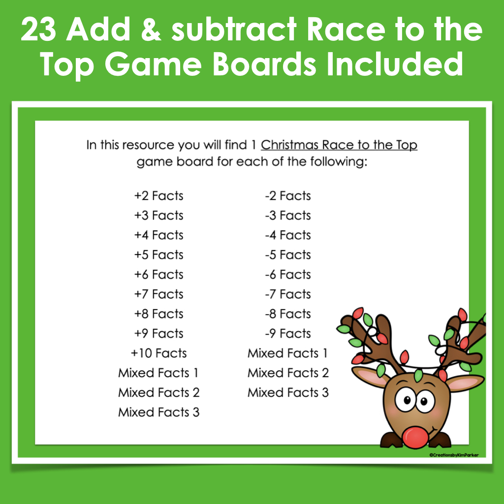 Christmas Math Games Addition and Subtraction Fact Fluency for 2nd ...