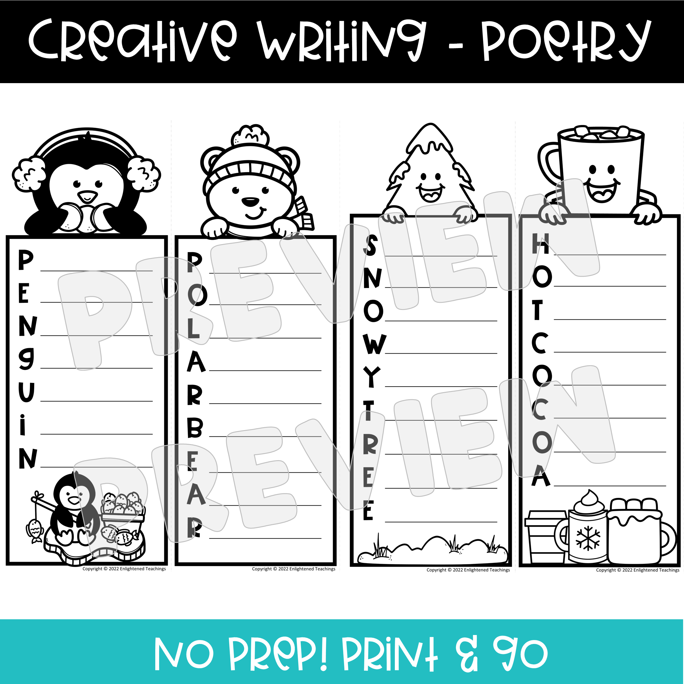 Winter Acrostic Poem Bookmark Winter Creative Writing Winter Poetry ...