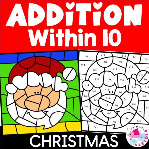 CHRISTMAS COLOR BY NUMBER CODE ADDITION TO 10 MATH COLORING PAGES ...