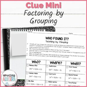 Factoring Polynomials by Grouping Clue Mini Mystery Activity | Made By ...