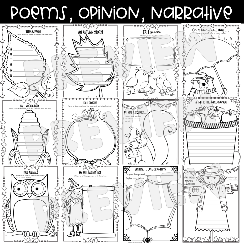Fall Creative Writing Prompts and Fall Acrostic Poems Bundle | Made By ...