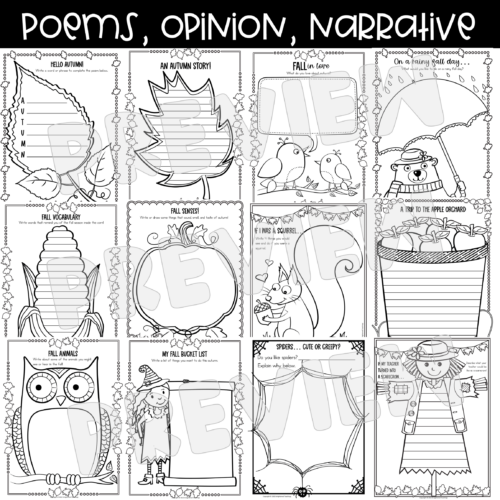 Fall Creative Writing Prompts and Fall Acrostic Poems Bundle | Made By ...