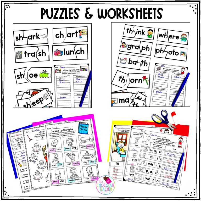 Digraph Worksheets - First Grade Phonics - Write the Room - BUNDLE ...