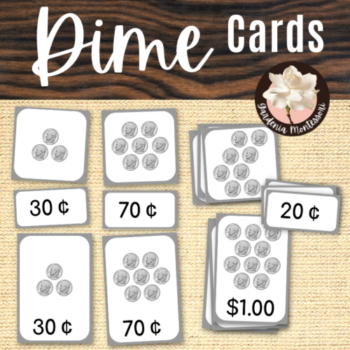 Skip Counting Dimes Cards - Montessori Money Counting Like Coins Cards ...