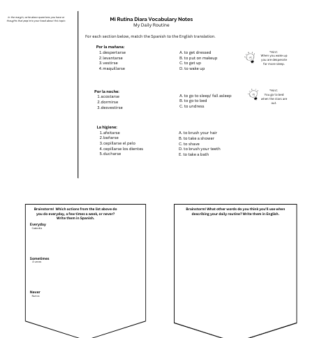 Spanish Reflexive Verb and Daily Routine Mini Lesson | Made By Teachers