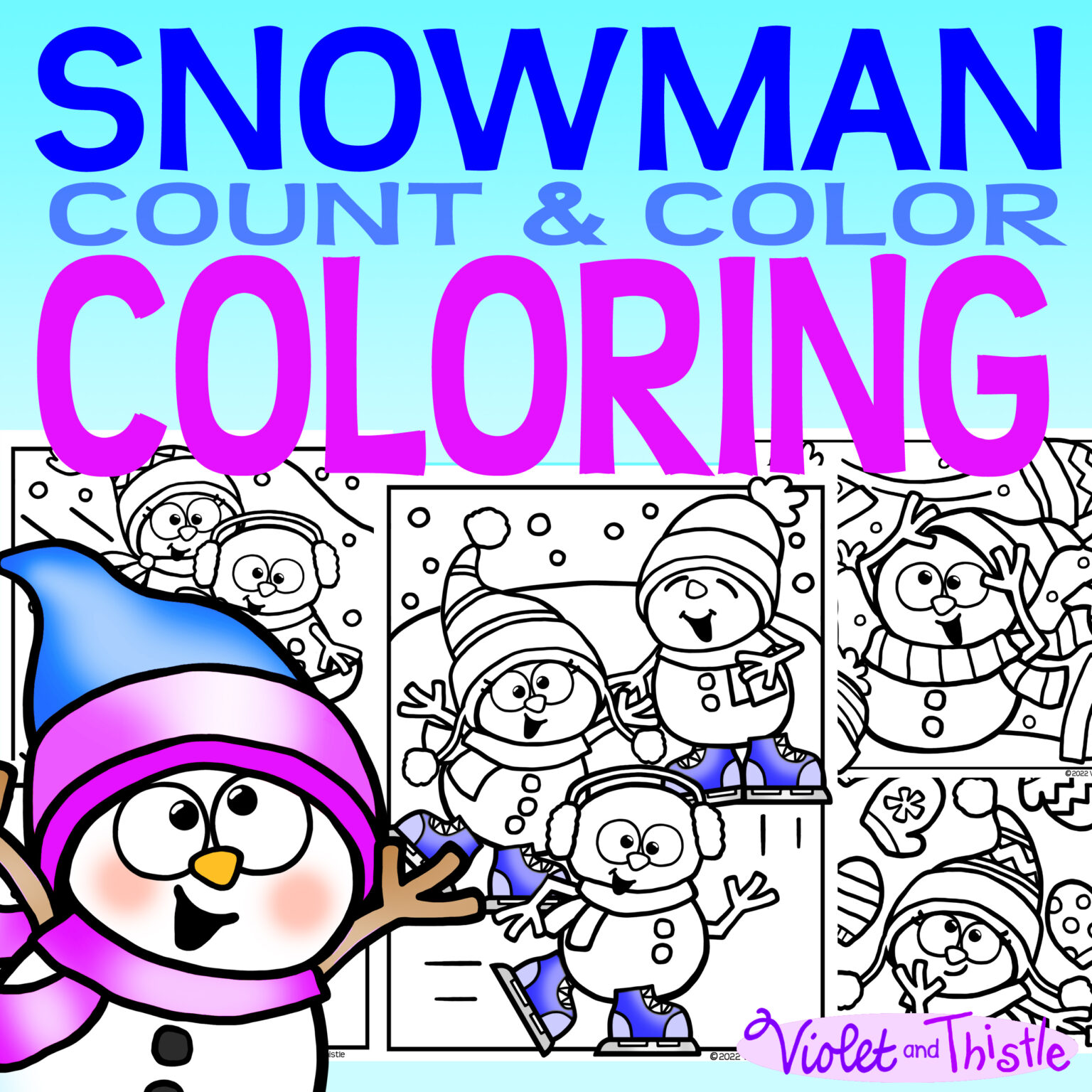 Snowman Coloring Pages Cute Snowman Winter Color Counting Sheets with ...
